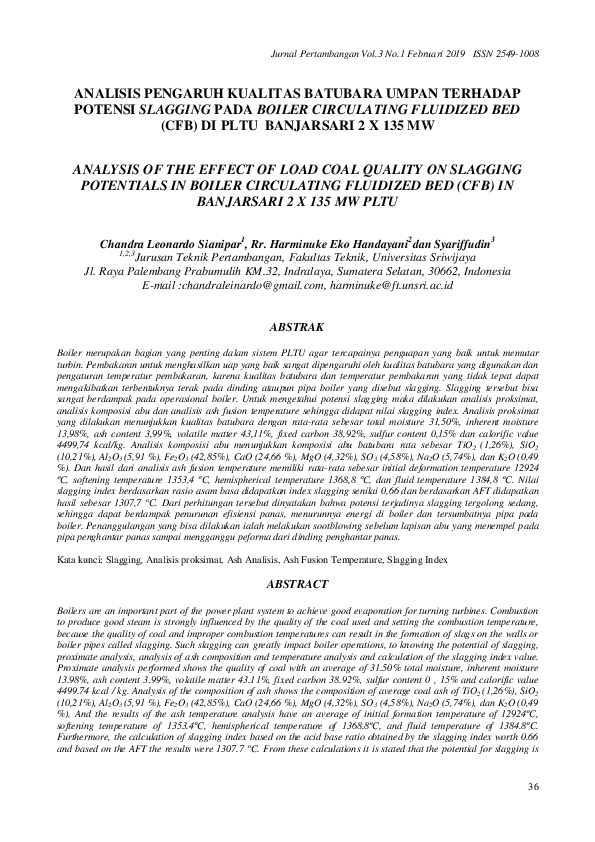 (PDF) Analisis Pengaruh Kualitas Batubara Umpan Terhadap Potensi ...