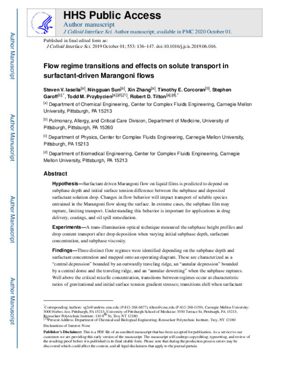 (PDF) Flow regime transitions and effects on solute transport in ...