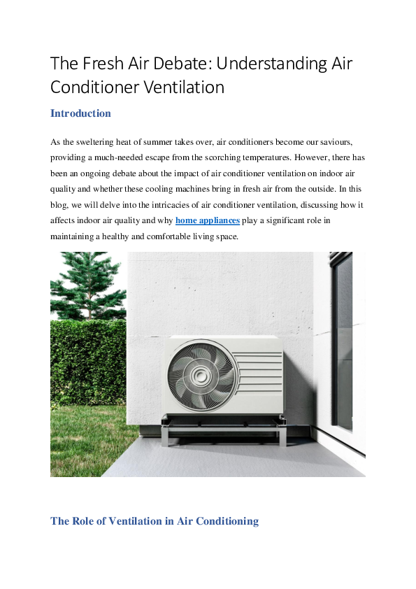 (PDF) The Fresh Air Debate: Understanding Air Conditioner Ventilation