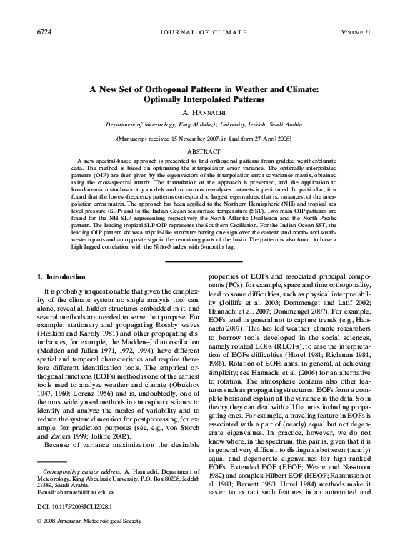 (PDF) A New Set of Orthogonal Patterns in Weather and Climate ...