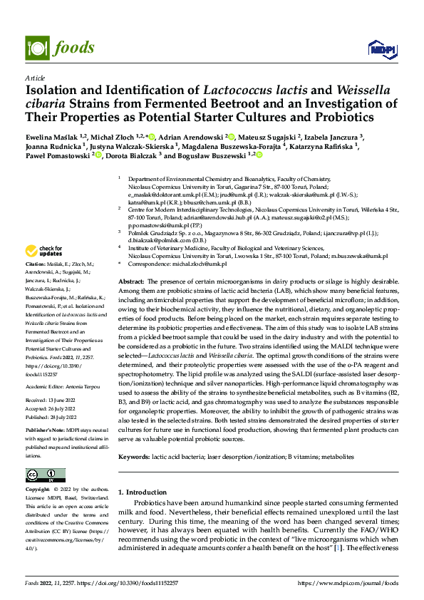 (PDF) Isolation and Identification of Lactococcus lactis and Weissella cibaria Strains from ...