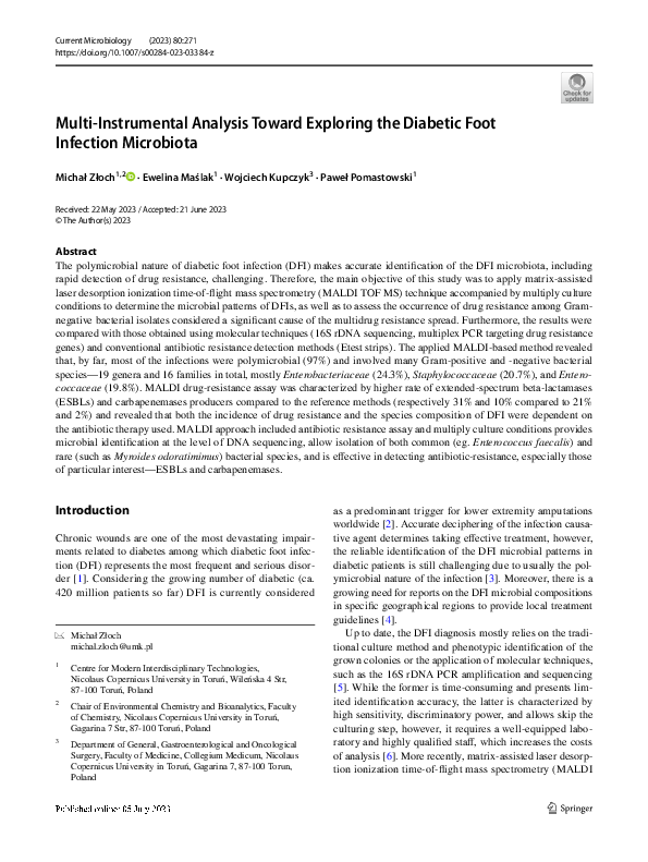 (PDF) Multi-Instrumental Analysis Toward Exploring the Diabetic Foot ...