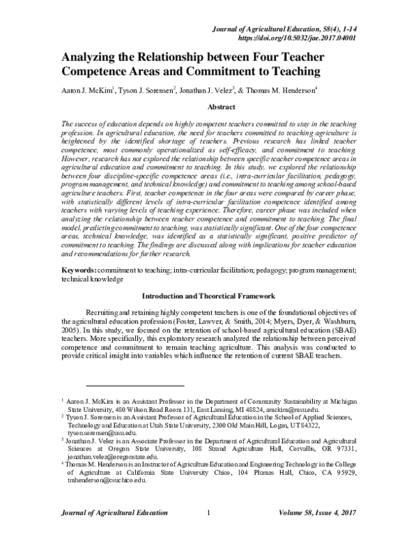 (PDF) Analyzing the Relationship between Four Teacher Competence Areas ...