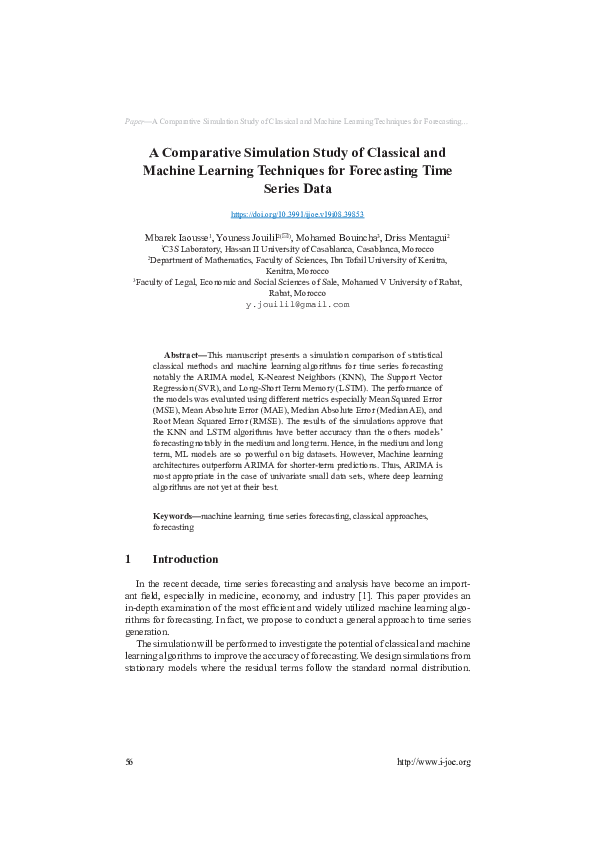 (PDF) Comparative Simulation Study of Classical and Machine Learning Techniques for Forecasting ...