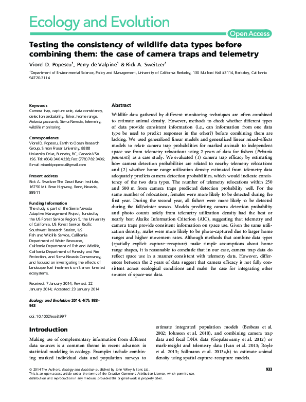 (PDF) Testing the consistency of wildlife data types before combining ...