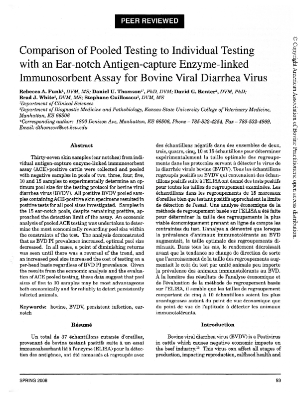 (PDF) Comparison of pooled testing to individual testing with an ear ...