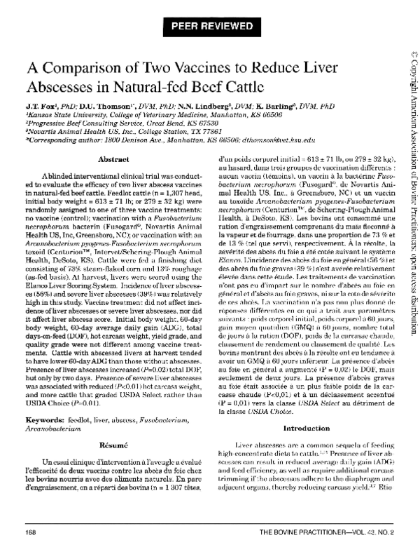 (PDF) Comparison of two vaccines to reduce liver abscesses in natural ...