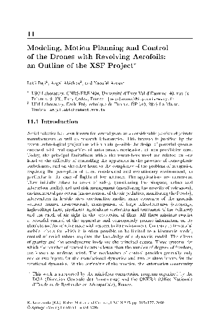 (PDF) Modeling, Motion Planning and Control of the Drones with Revolving Aerofoils: an Outline ...
