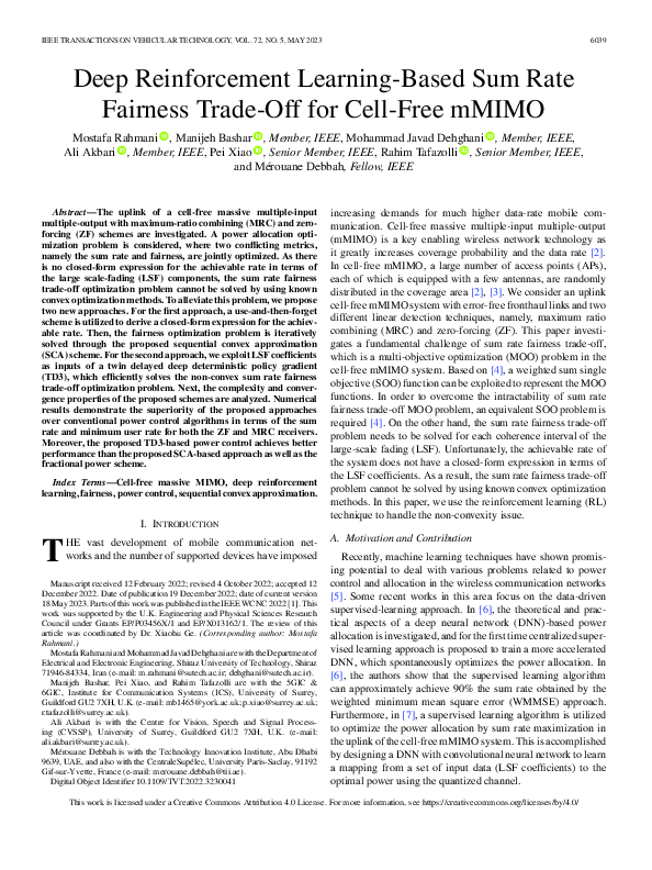 (PDF) Deep Reinforcement Learning-Based Sum Rate Fairness Trade-Off for ...