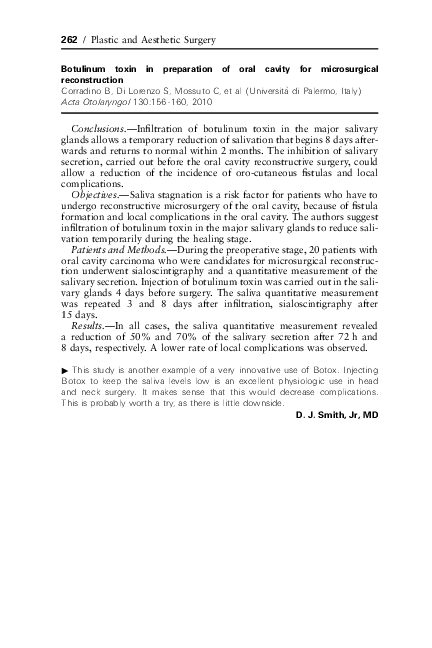 (PDF) Botulinum toxin in preparation of oral cavity for microsurgical ...