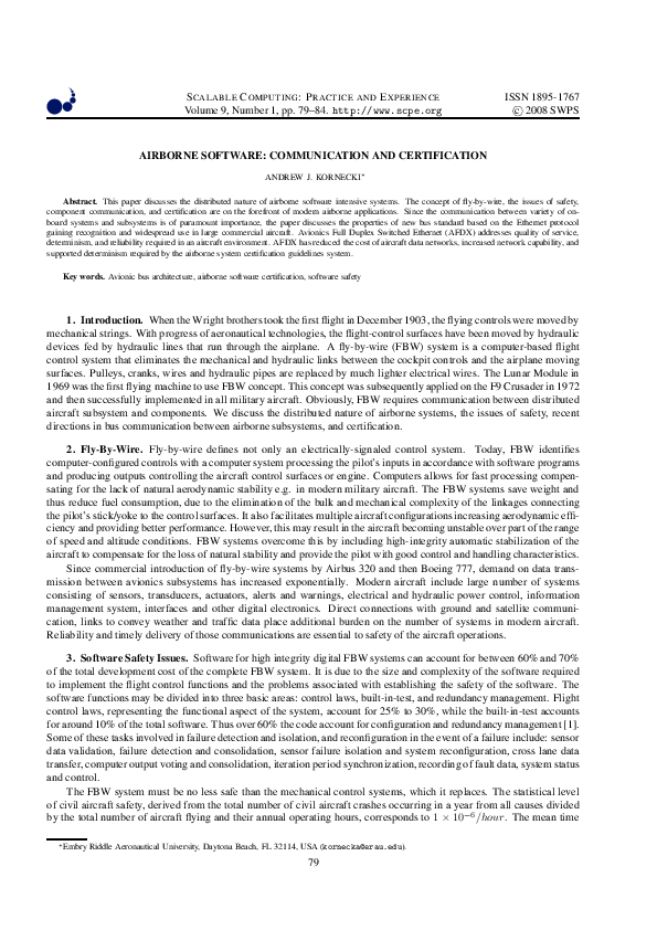 (PDF) Airborne Software: AFDX Communication & Safety