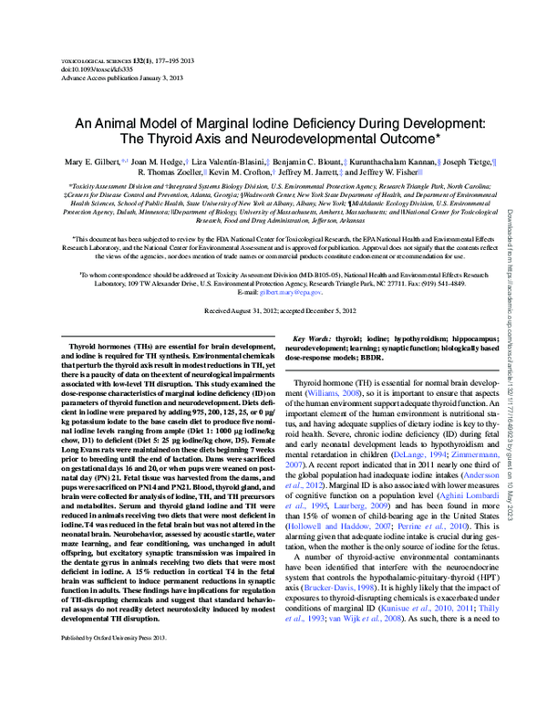 (PDF) An animal model of marginal iodine deficiency during development ...