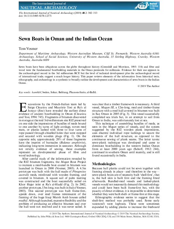 (PDF) Sewn Boats in Oman and the Indian Ocean