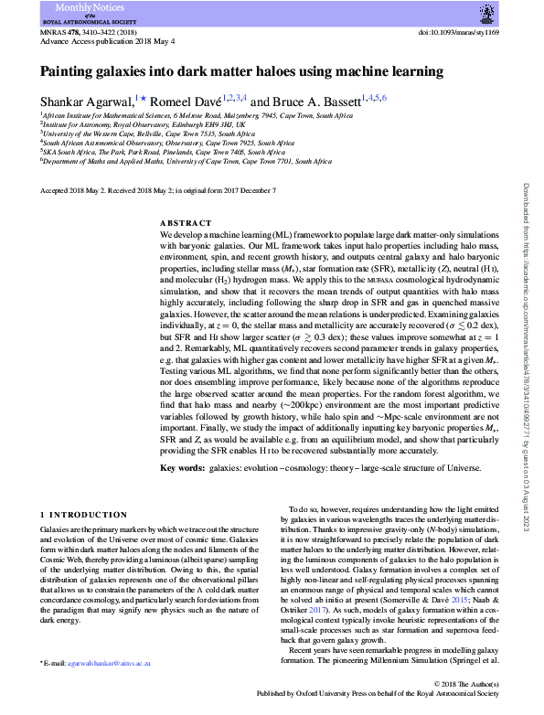 (PDF) Painting galaxies into dark matter haloes using machine learning