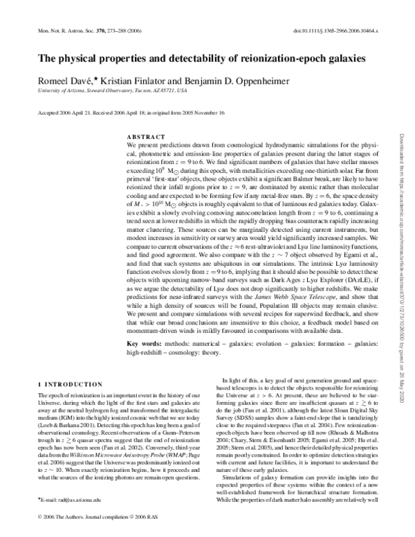 (PDF) The physical properties and detectability of reionization-epoch ...