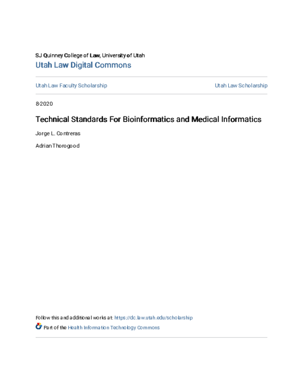 (PDF) Technical Standards for Bioinformatics and Medical Informatics