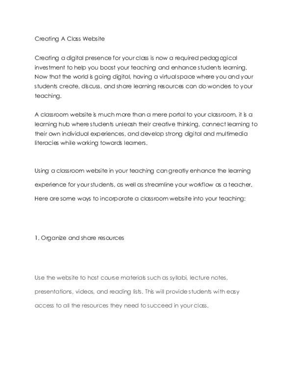 (PDF) Creating A Class Website