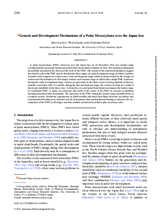 (PDF) Genesis and Development Mechanisms of a Polar Mesocyclone over ...