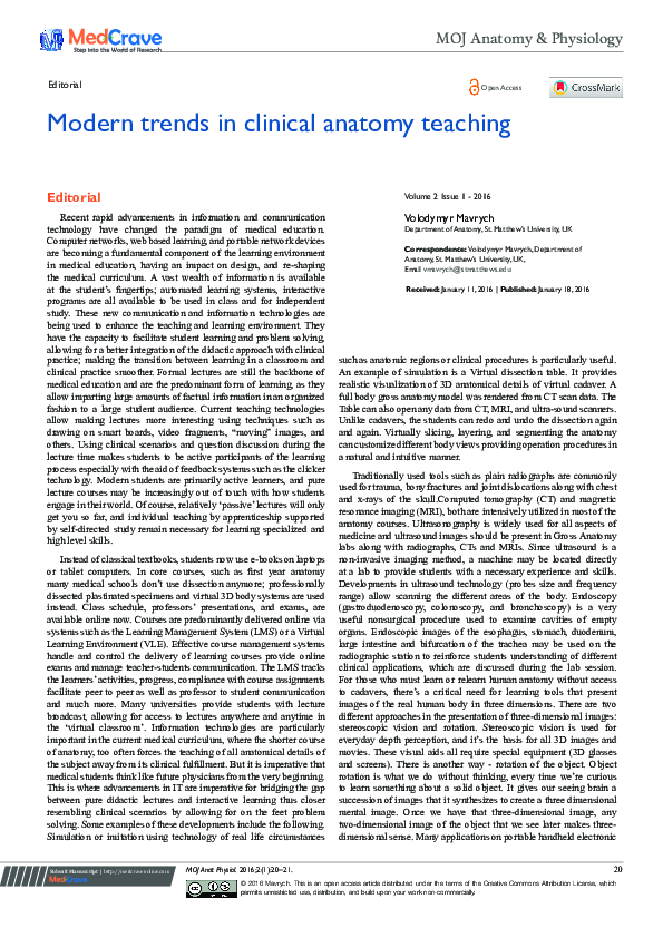 (PDF) Modern Trends in Clinical Anatomy Teaching