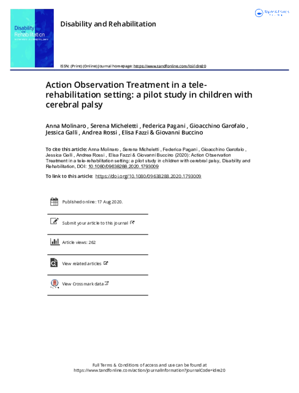 (PDF) Action Observation Treatment in a tele-rehabilitation setting: a ...