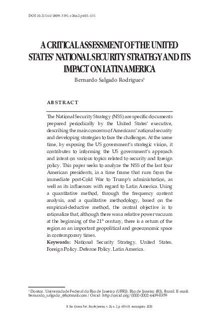 (PDF) A Critical Assessment of the United States' National Security ...