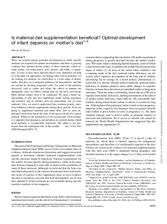 (PDF) Is maternal diet supplementation beneficial? Optimal development ...