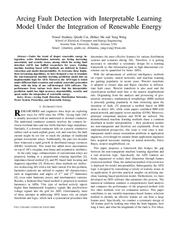 (PDF) Arcing Fault Detection with Interpretable Learning Model Under the Integration of ...