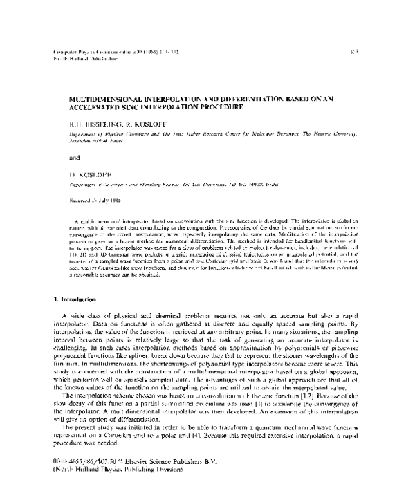 (PDF) Multidimensional interpolation and differentiation based on an accelerated sinc ...