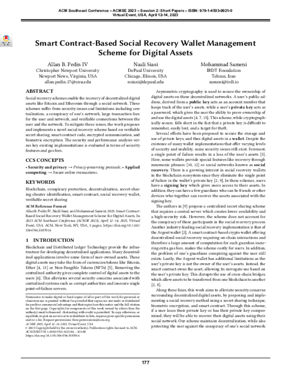 (PDF) Smart Contract-Based Social Recovery Wallet Management Scheme for ...