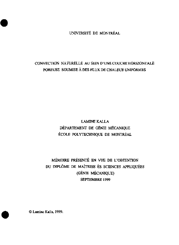 (PDF) Convection Naturelle Au Sein D'Une Couche Horizontale Poreuse ...