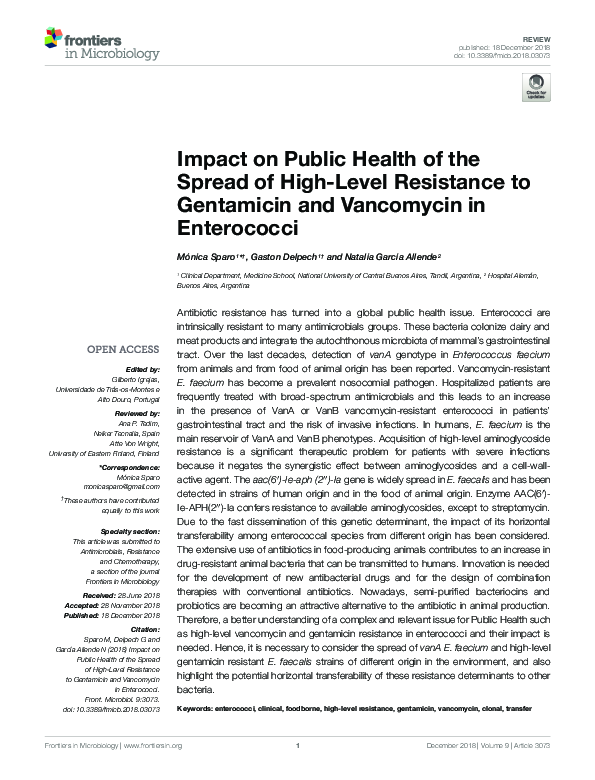 (PDF) Impact on Public Health of the Spread of High-Level Resistance to ...