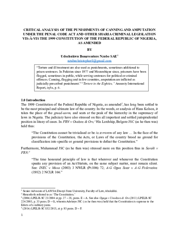 (DOC) CRITICAL ANALYSIS OF THE PUNISHMENTS OF CANNING AND AMPUTATION ...