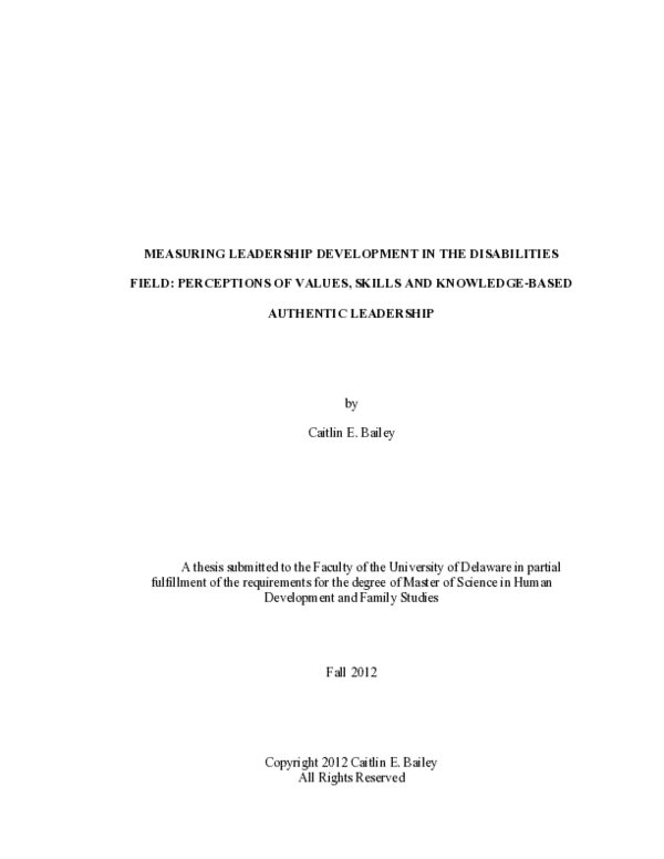 (PDF) Measuring Leadership Development in the Disabilities Field ...