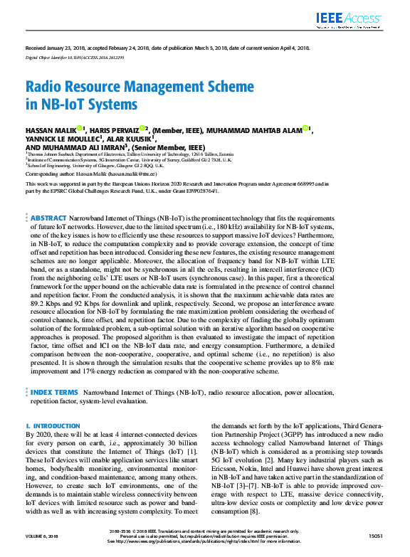 (PDF) Radio Resource Management Scheme in NB-IoT Systems