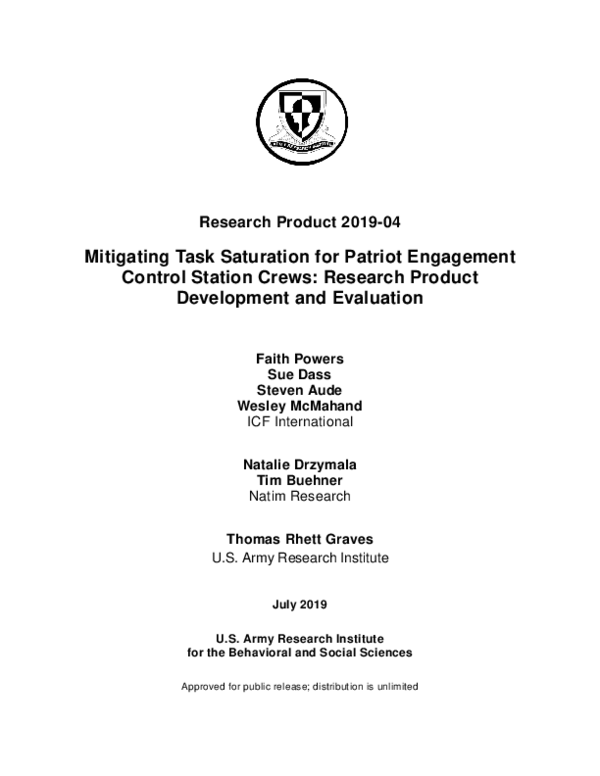 (PDF) Mitigating Task Saturation for Patriot Engagement Control Station ...