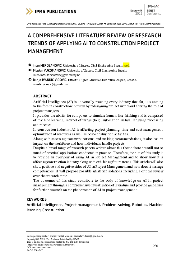 (PDF) A COMPREHENSIVE LITERATURE REVIEW OF RESEARCH TRENDS OF APPLYING ...