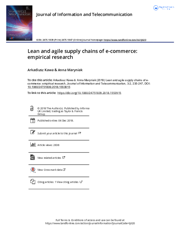 (PDF) Lean and agile supply chains of e-commerce: empirical research
