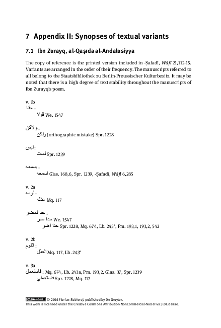 (PDF) 7. Appendix II: Synopses of textual variants