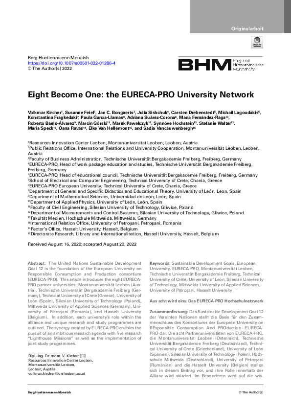 (PDF) Eight Become One: the EURECA-PRO University NetworkAus acht wird eins: Das EURECA-PRO ...