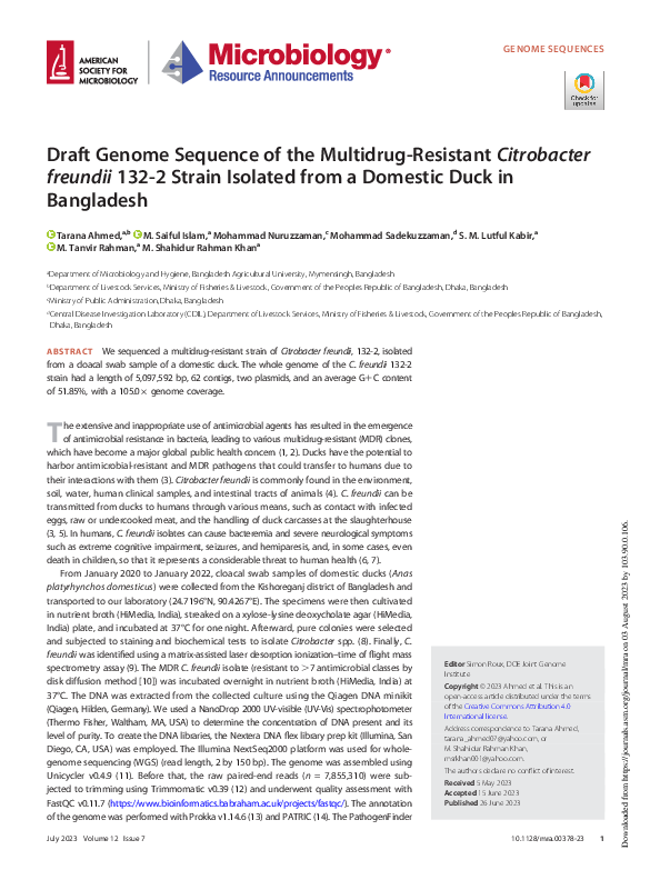 (PDF) Draft Genome Sequence of the Multidrug-Resistant Citrobacter ...