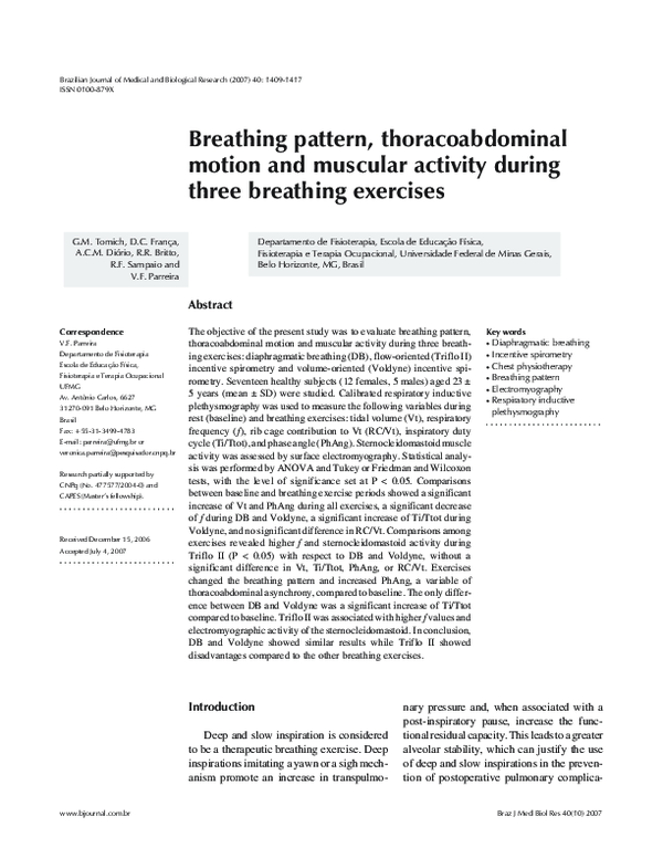 (PDF) Breathing pattern, thoracoabdominal motion and muscular activity ...