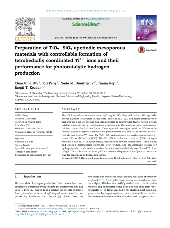 (PDF) Preparation of TiO2–SiO2 aperiodic mesoporous materials with ...