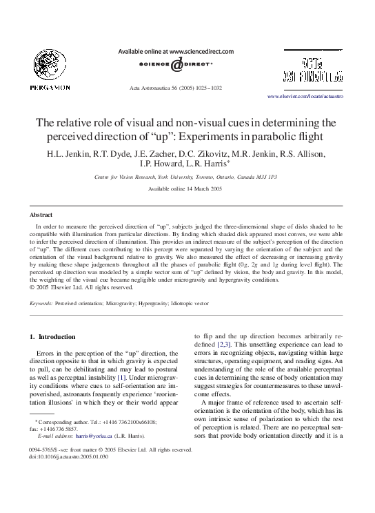 (PDF) The relative role of visual and non-visual cues in determining ...