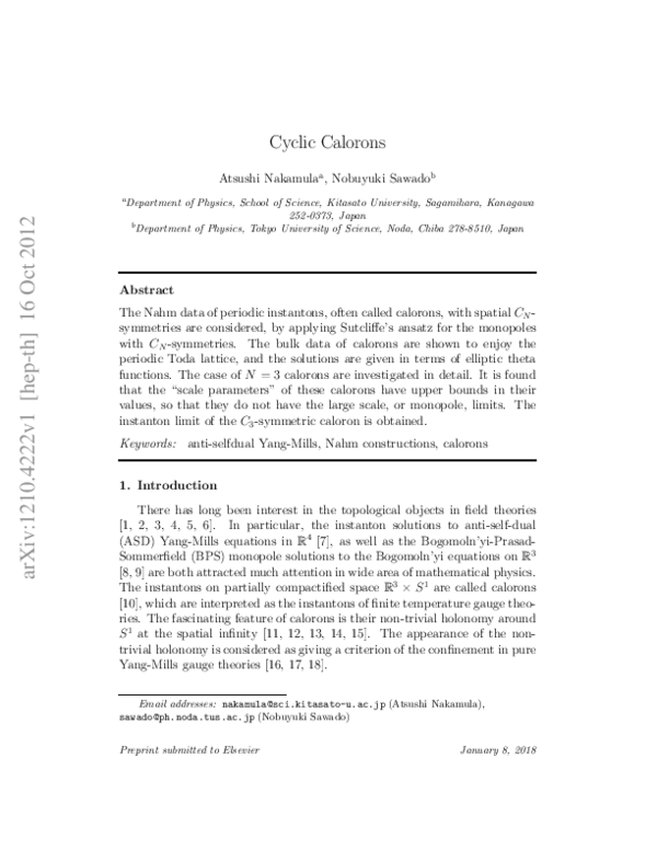 (PDF) Cyclic Calorons