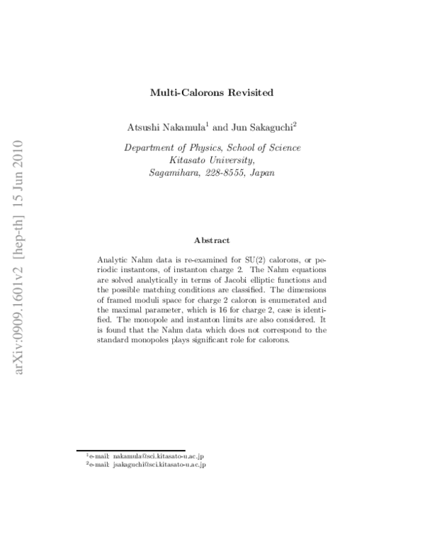 (PDF) Multi-Calorons Revisited
