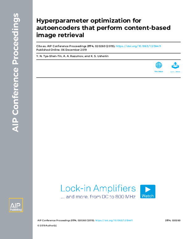 Pdf Hyperparameter Optimization For Autoencoders That Perform Content Based Image Retrieval