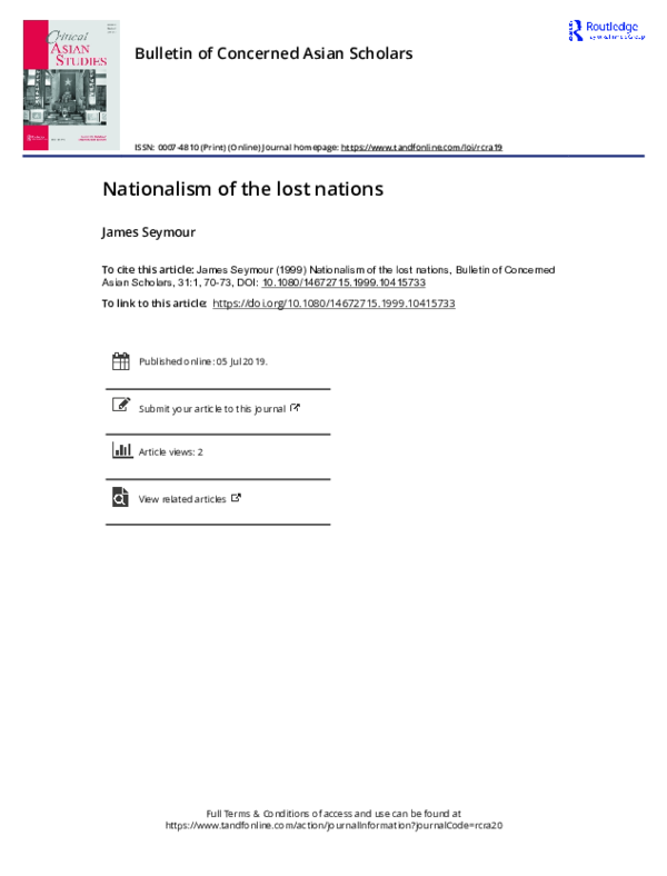 (PDF) Nationalism of the lost nations