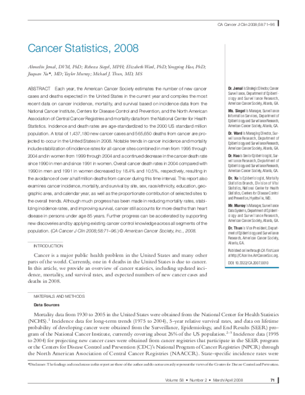 (PDF) Cancer Statistics, 2008