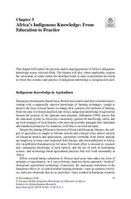 Africa’s Indigenous Knowledge: From Education to Practice