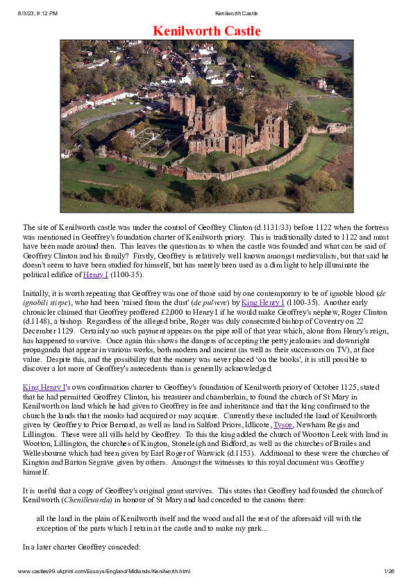(PDF) Kenilworth Castle | Paul Remfry - Academia.edu